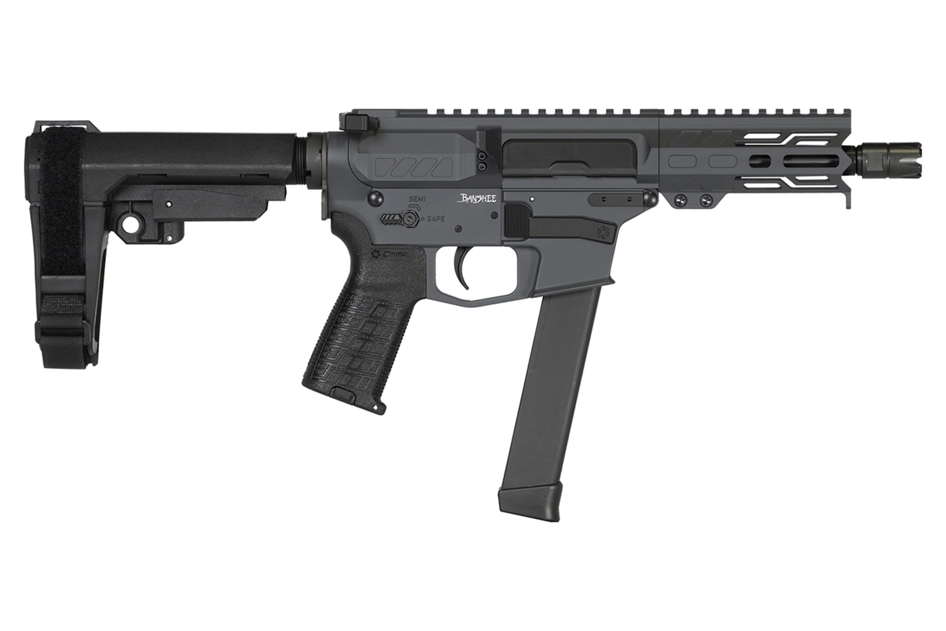 CMMG Banshee MKGS 9mm AR-15 Pistol with 5 Inch Barrel and Sniper Gray ...
