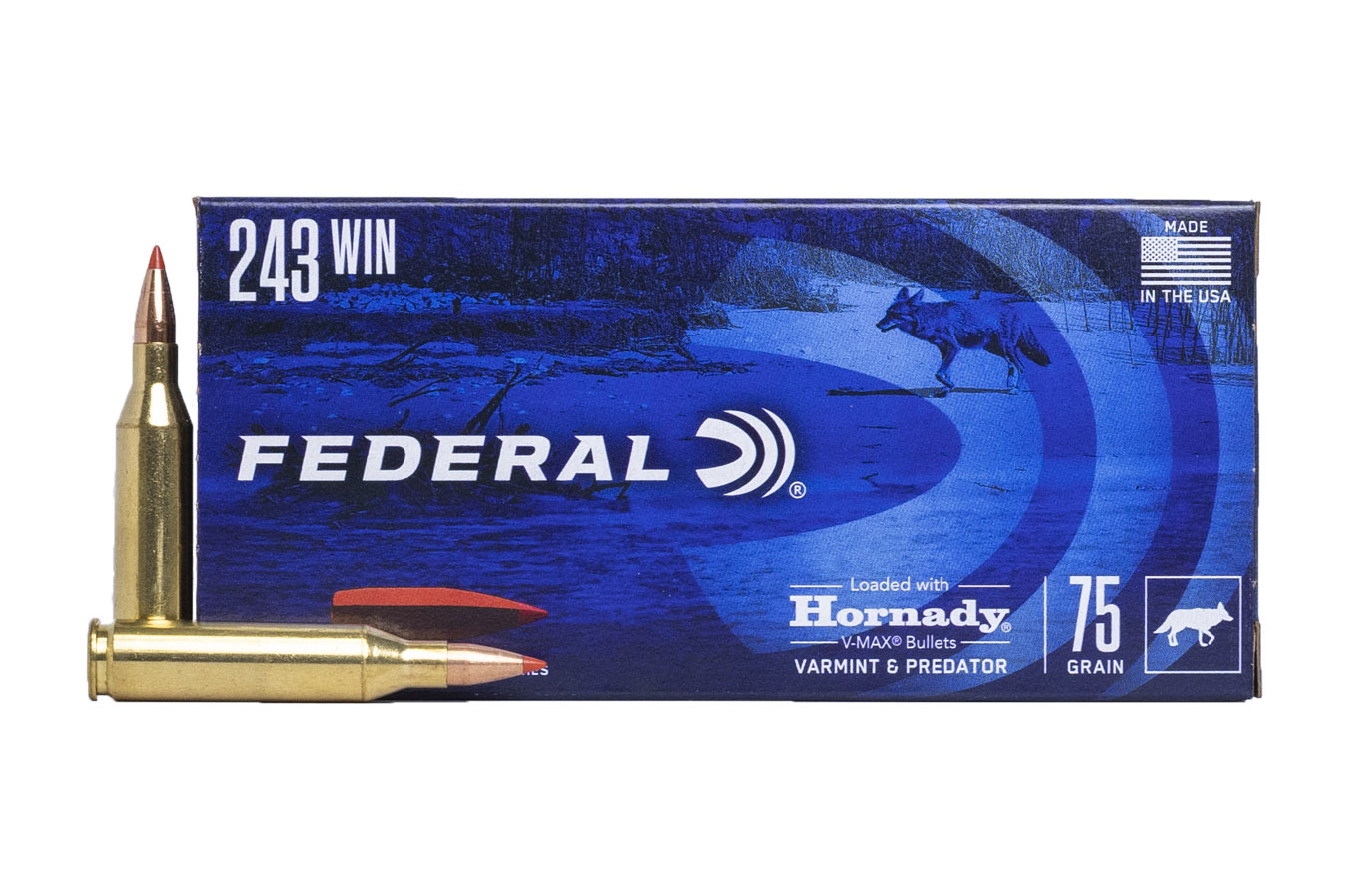 Federal 243 Win 75 gr Hornady V-Max Varmint and Predator 20/Box | Vance ...