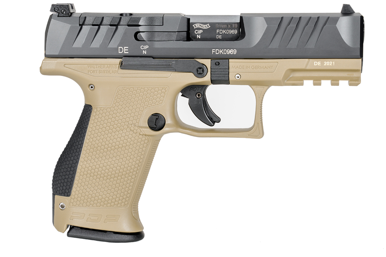Walther PDP Compact 9mm Optic Ready Pistol with Two-Tone Tan Finish ...