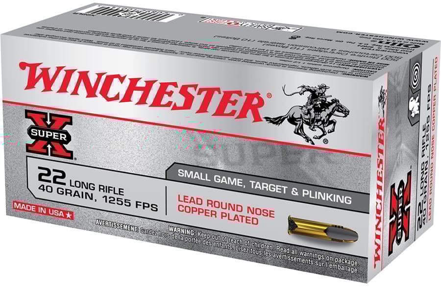 Winchester 22LR 40 gr Lead Round Nose Copper Plated Super-X 50/Box ...