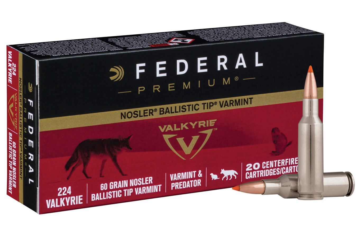 Federal 224 Valkyrie 60 gr Nosler Ballistic Tip Varmint 20/Box ...