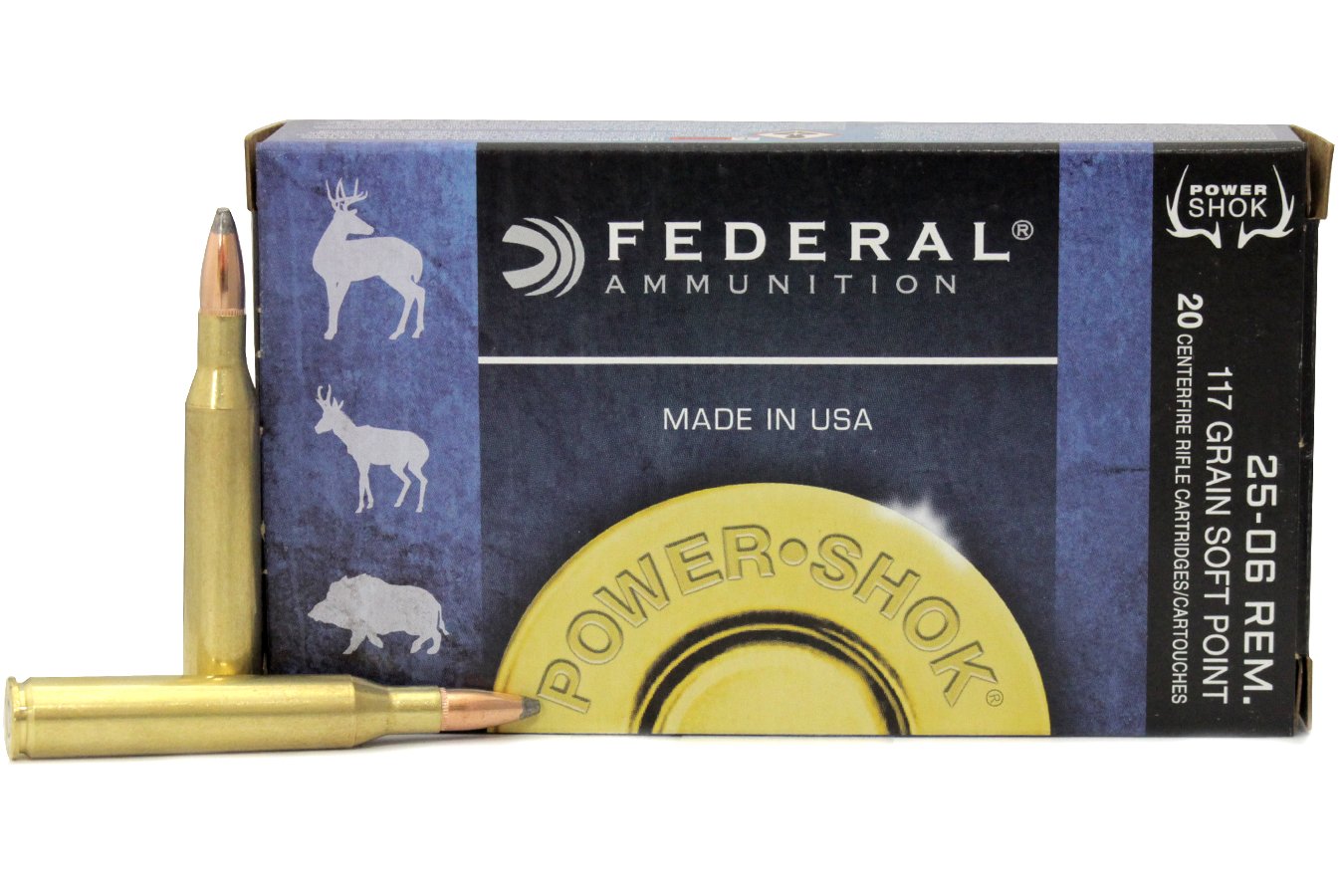 Federal 25-06 Remington 117 gr Soft Point Power-Shok 20/Box | Sportsman ...