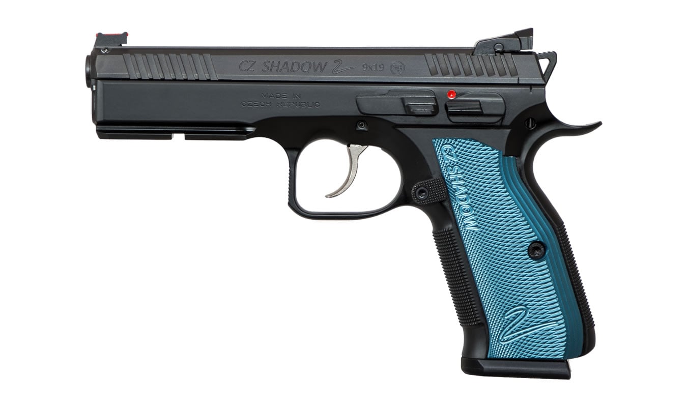 CZ Shadow 2 9mm Black Pistol with Blue Aluminum Grips | Sportsman's ...