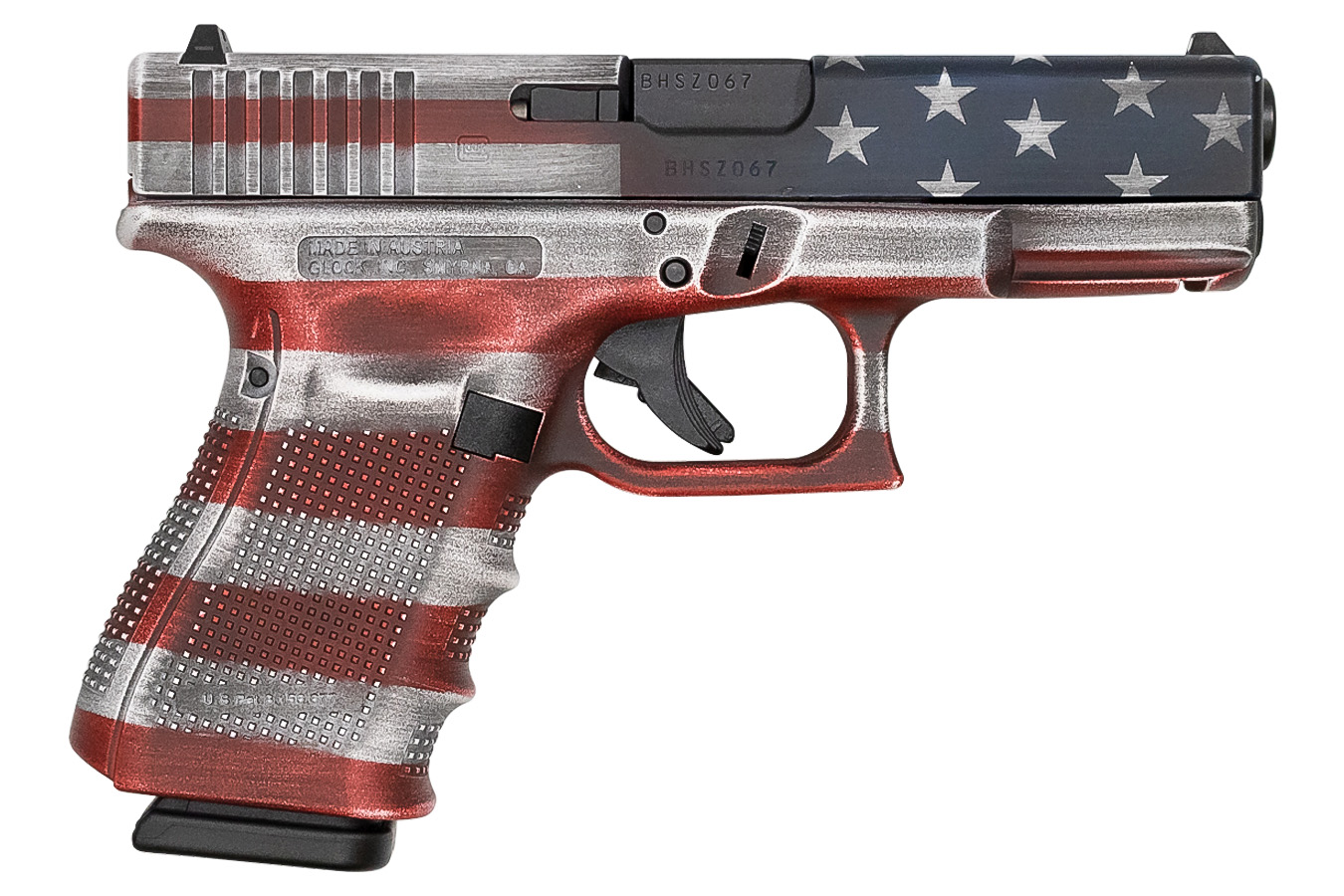 Glock 19 Gen4 9mm 15-Round Pistol with American Flag Battleworn ...