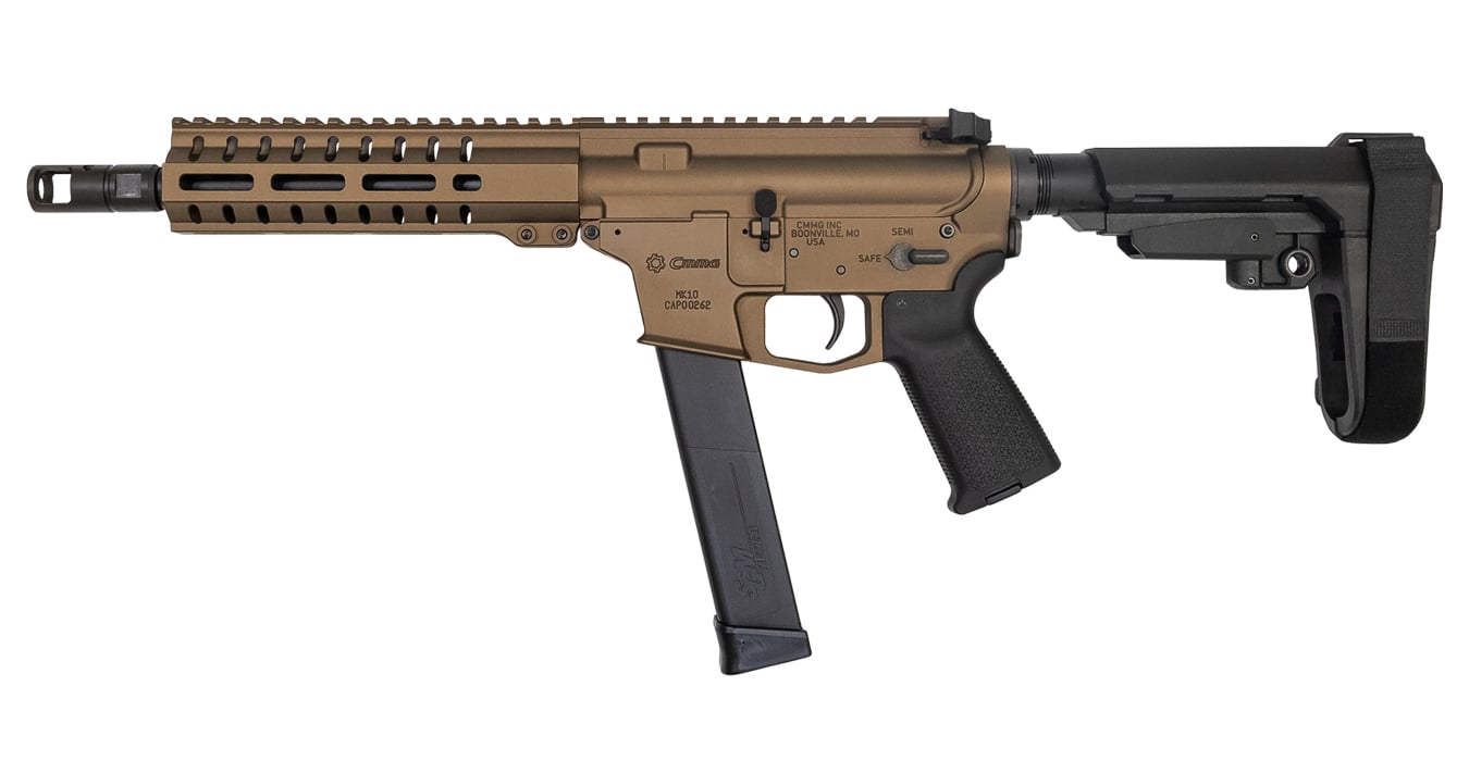 CMMG Banshee 300 Mk10 10mm Burnt Bronze AR Pistol with CMMG RipBrace ...