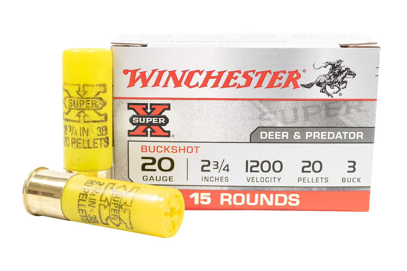 Winchester XB203VP 20 Gauge 2 3 4 Inch 3 Buckshot Super X 15 Box