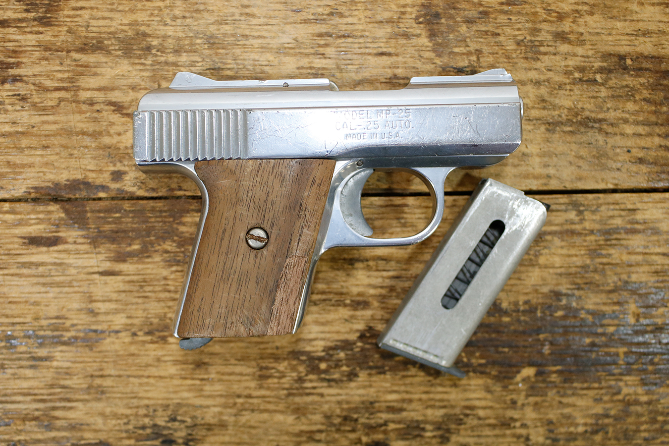 Raven Arms MP-25 25 Auto Police Trade-In Pistol with Wood Grips ...