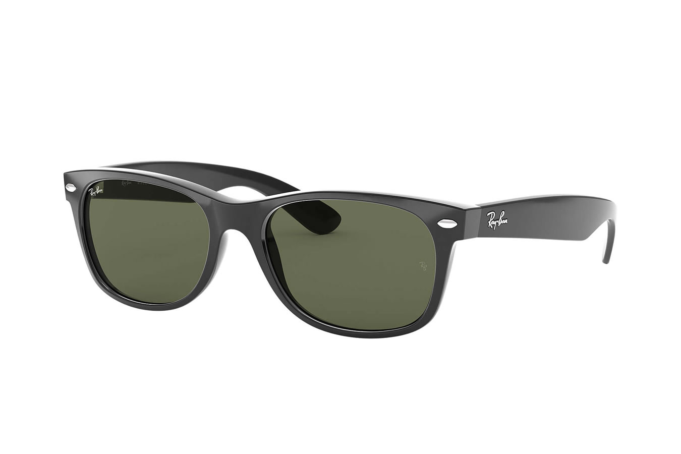 Ray-Ban New Wayfarer Classic with Gloss Black Frame and Green Classic G ...