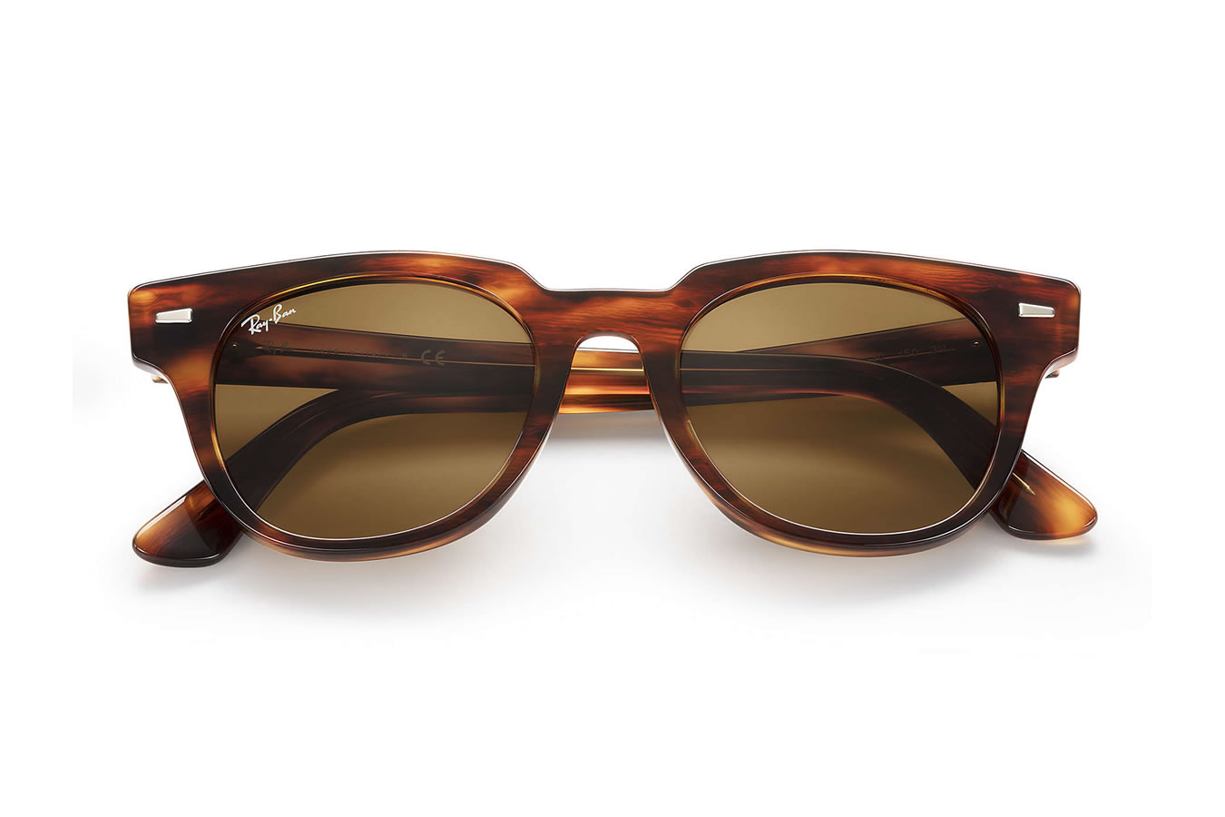 Ray-Ban Meteor Classic with Gloss Striped Havana Frame and Brown ...