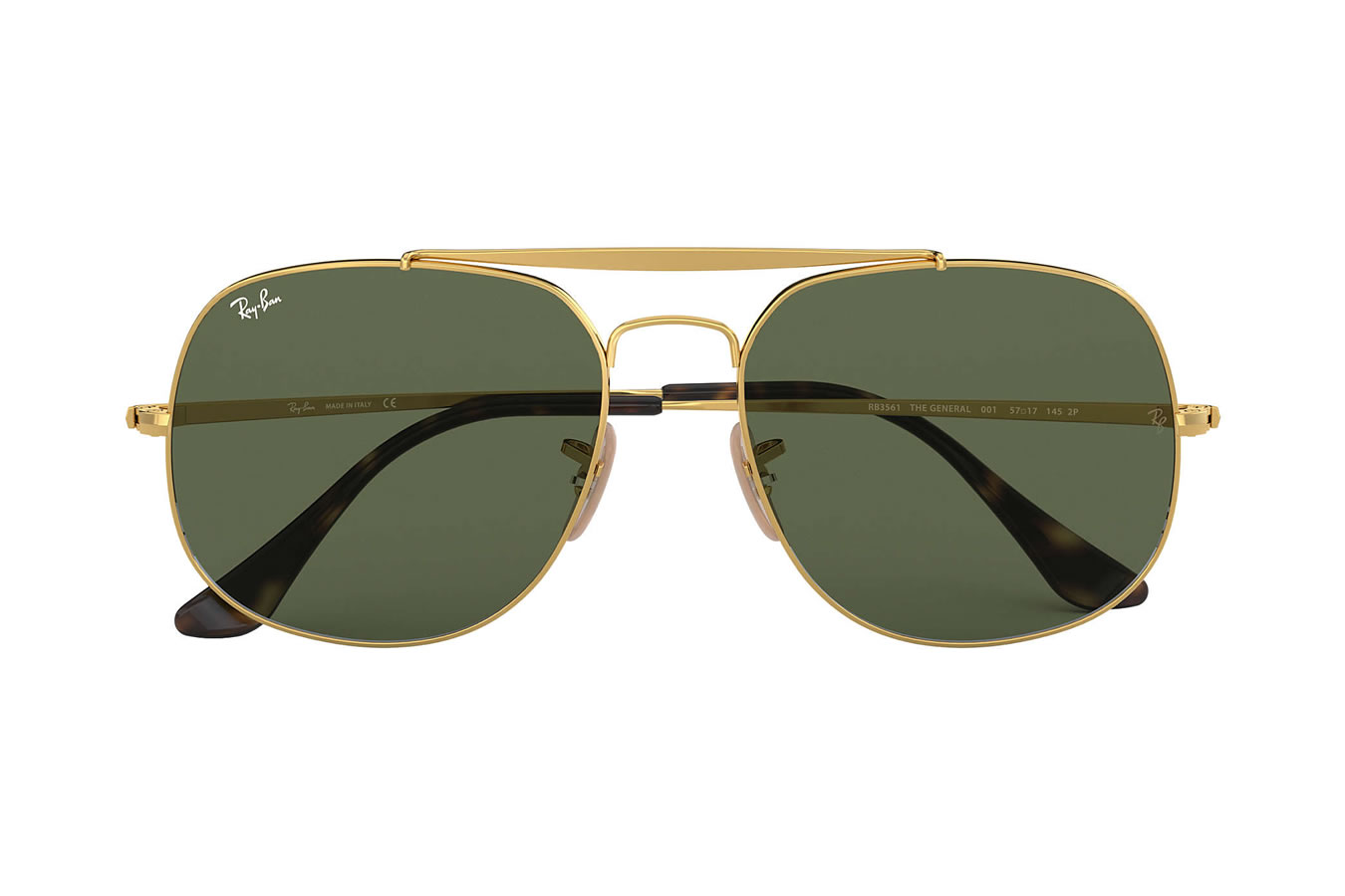 Ray-Ban The General Sunglasses with Gold Frame and Green Classic G-15 ...