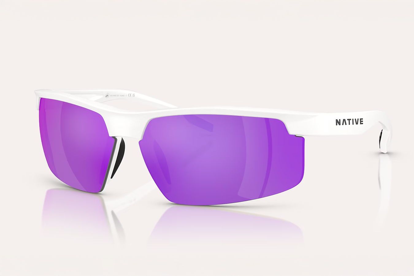 Native Eyewear Ridge-Runner Crest Satin Quartz Frame with Violet Reflex ...