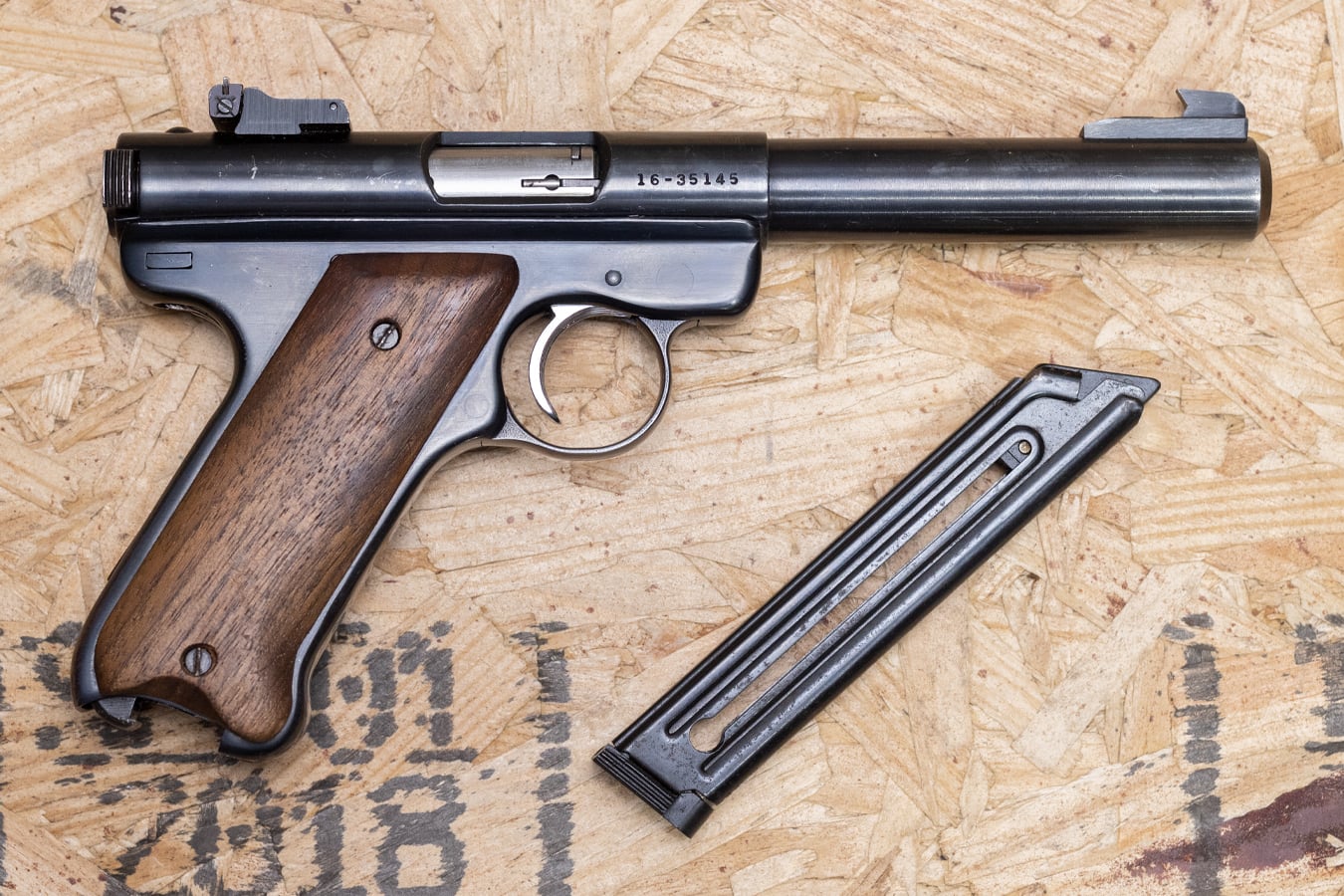 Ruger Mark I 22LR Police Trade-In Pistol with Wood Grips and Target ...