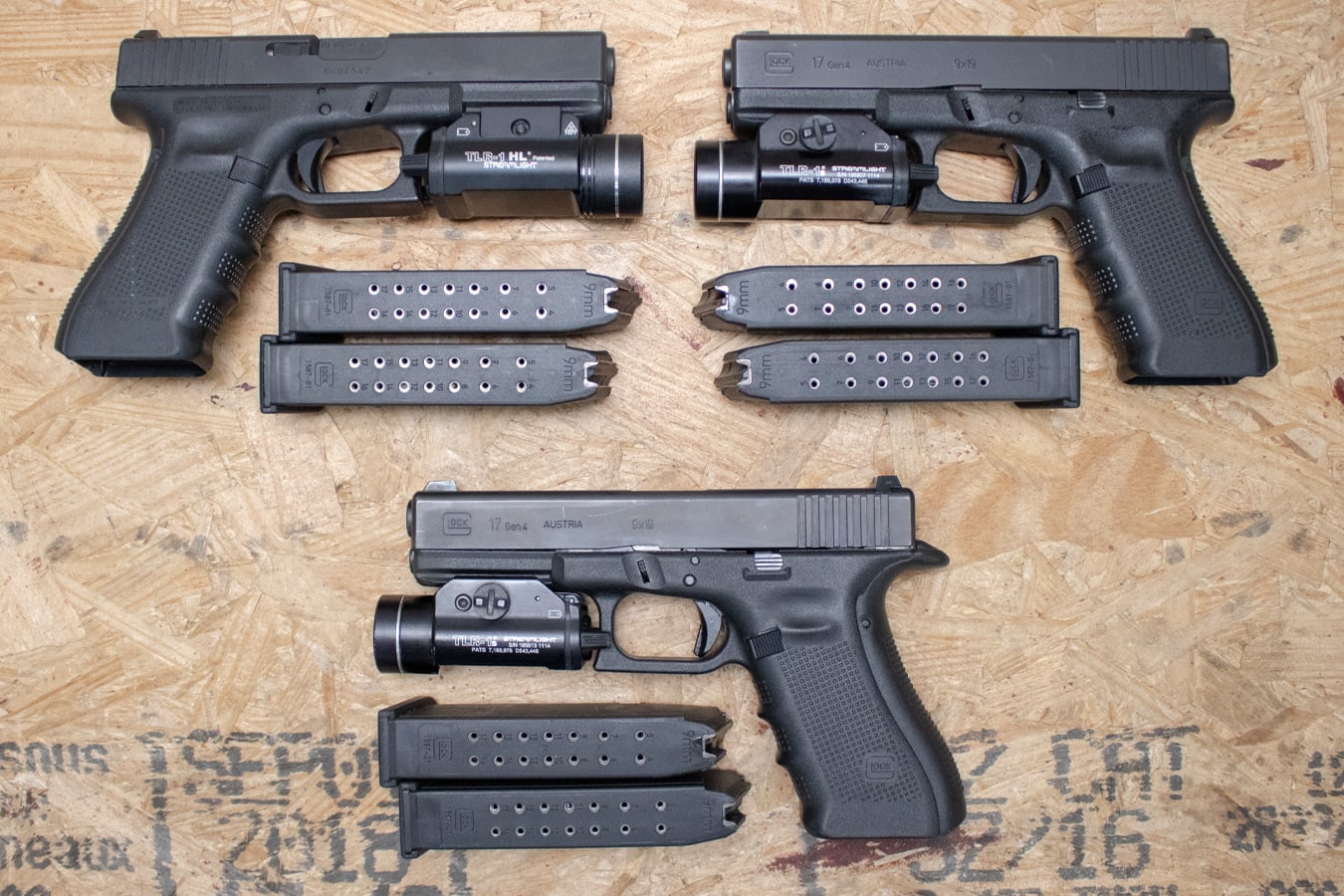 Glock 17 Gen4 9mm Police Trade-In Pistols with Night Sights and TLR-1 ...