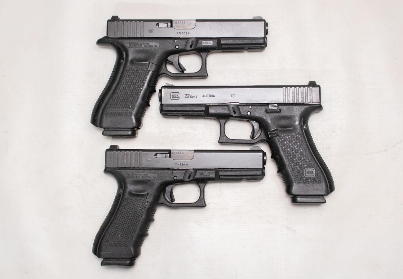 Glock 22 Gen4 40 S&W Police Trade-in Pistols with Front Accessory Rail ...