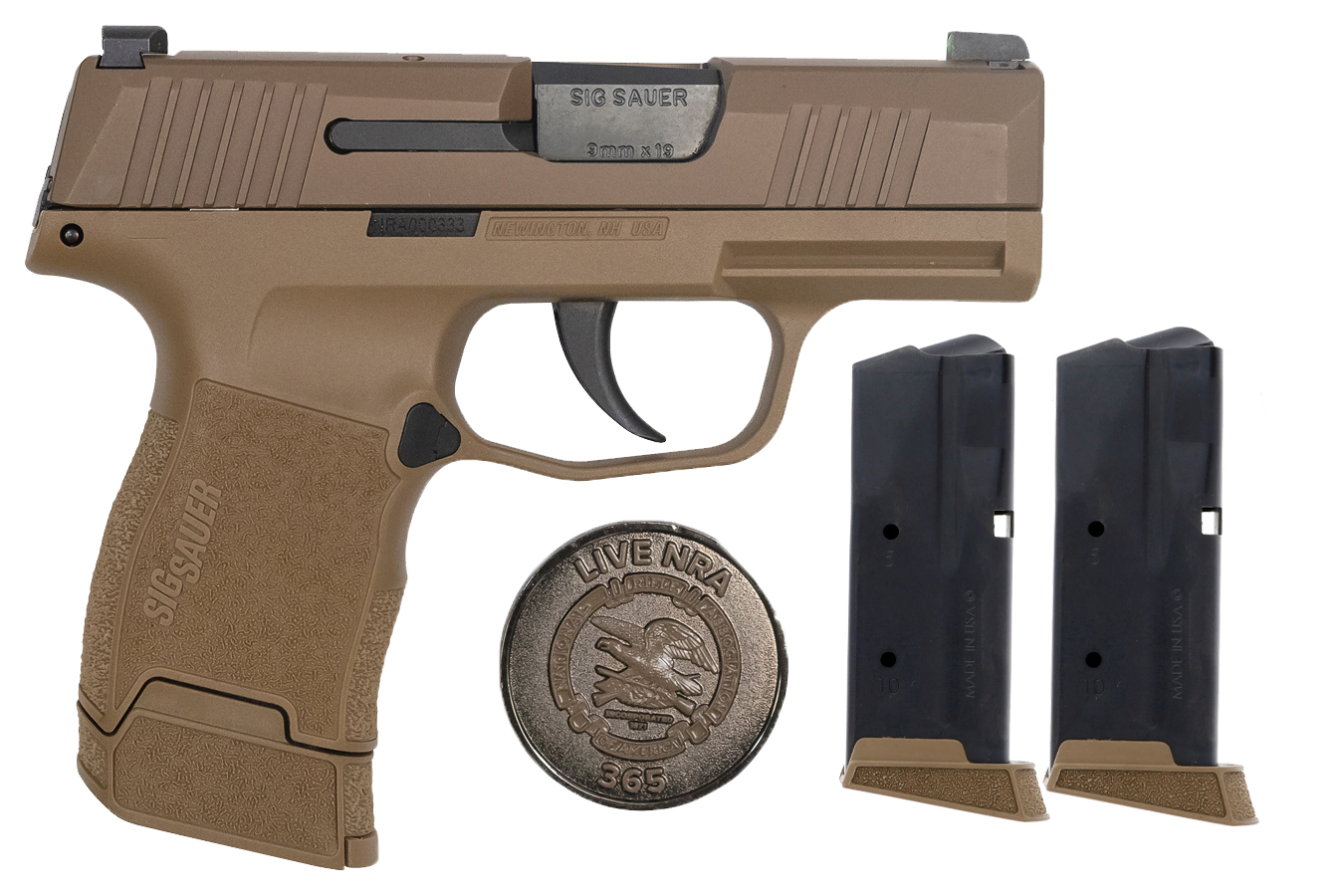 Sig Sauer P365 9mm Coyote Tan NRA Special Edition Pistol with Three ... Sig Sauer P365 9mm Coyote Tan NRA Special Edition Pistol with Three ...