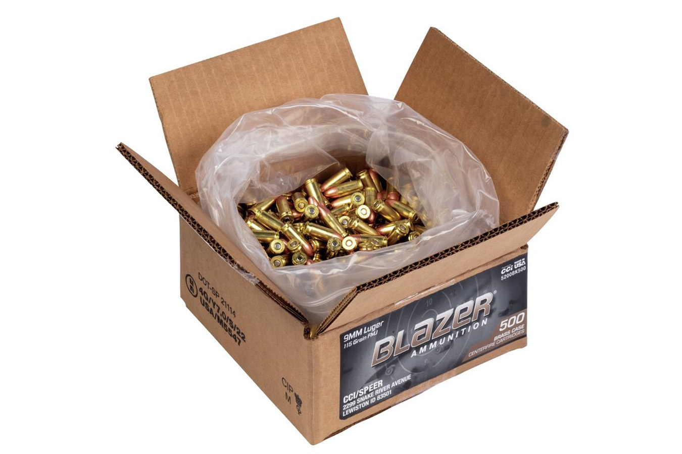 CCI 5200BK500 CS 9mm 115 gr Blazer Brass 500 Round Case | Sportsman's ...