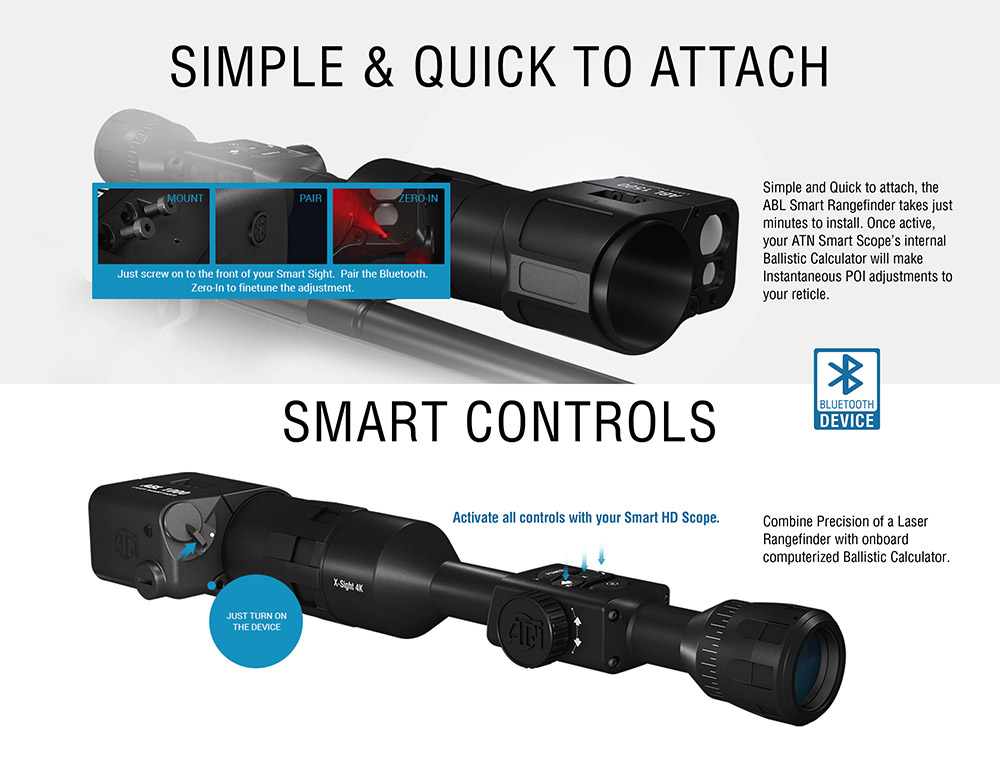 ATN ABL Smart Rangefinder, Laser range Finder 1000 m w/ Bluetooth ...