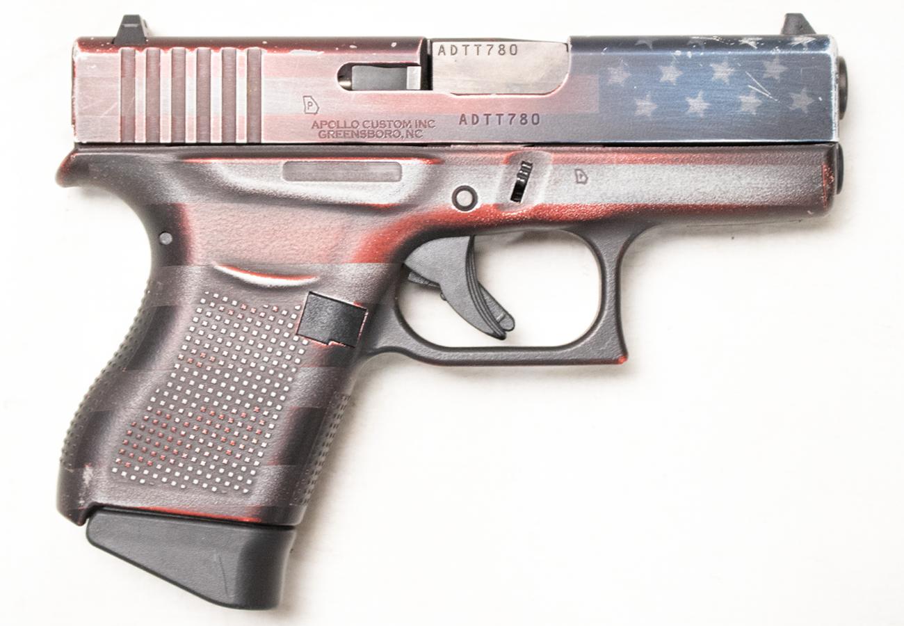 Glock 43 9mm Police Trade-In Semi-Auto Pistol with US Flag Coating ...