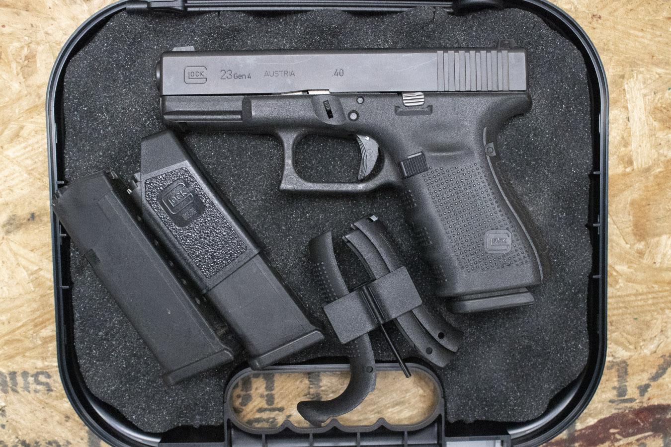 Glock 23 Gen4 40 S&W Police Trade-In Pistol with Three Mags, Backstraps ...