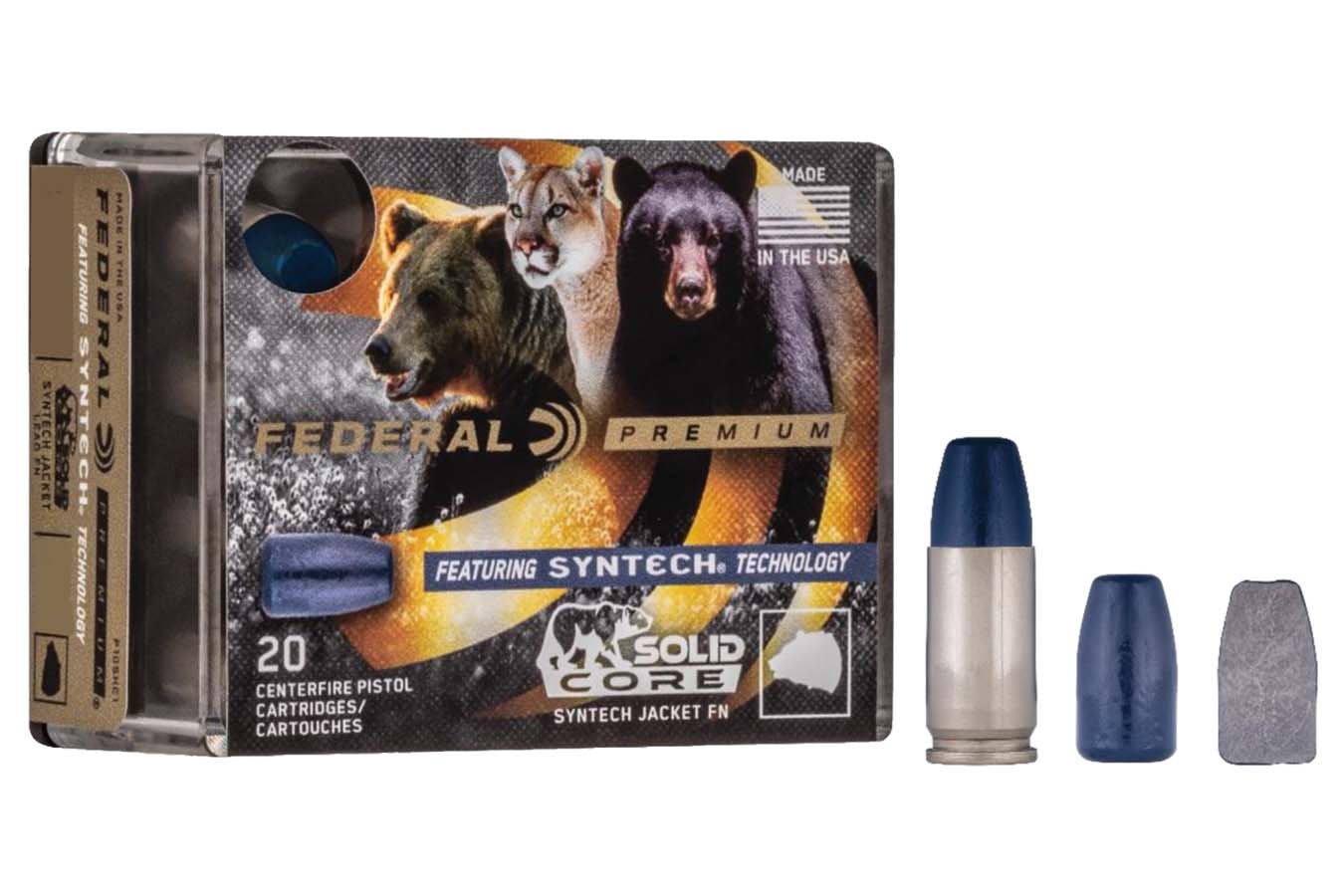 Federal P357SHC1 357 Magnum 180gr Solid Core Syntech Ammo 20/Box ...