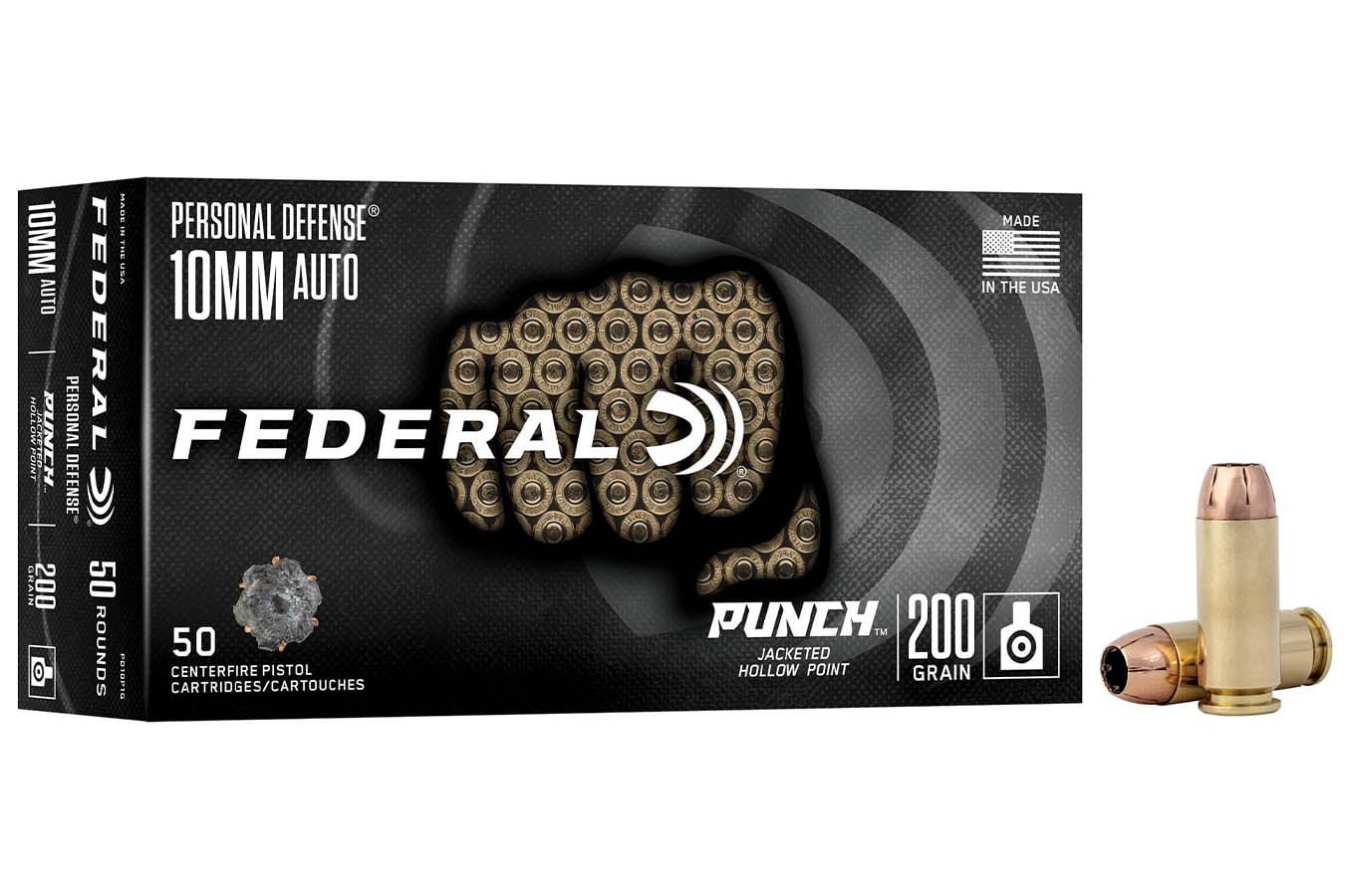 Federal PD10P1G 10mm 200gr JHP Punch Personal Defense 50/Box ...
