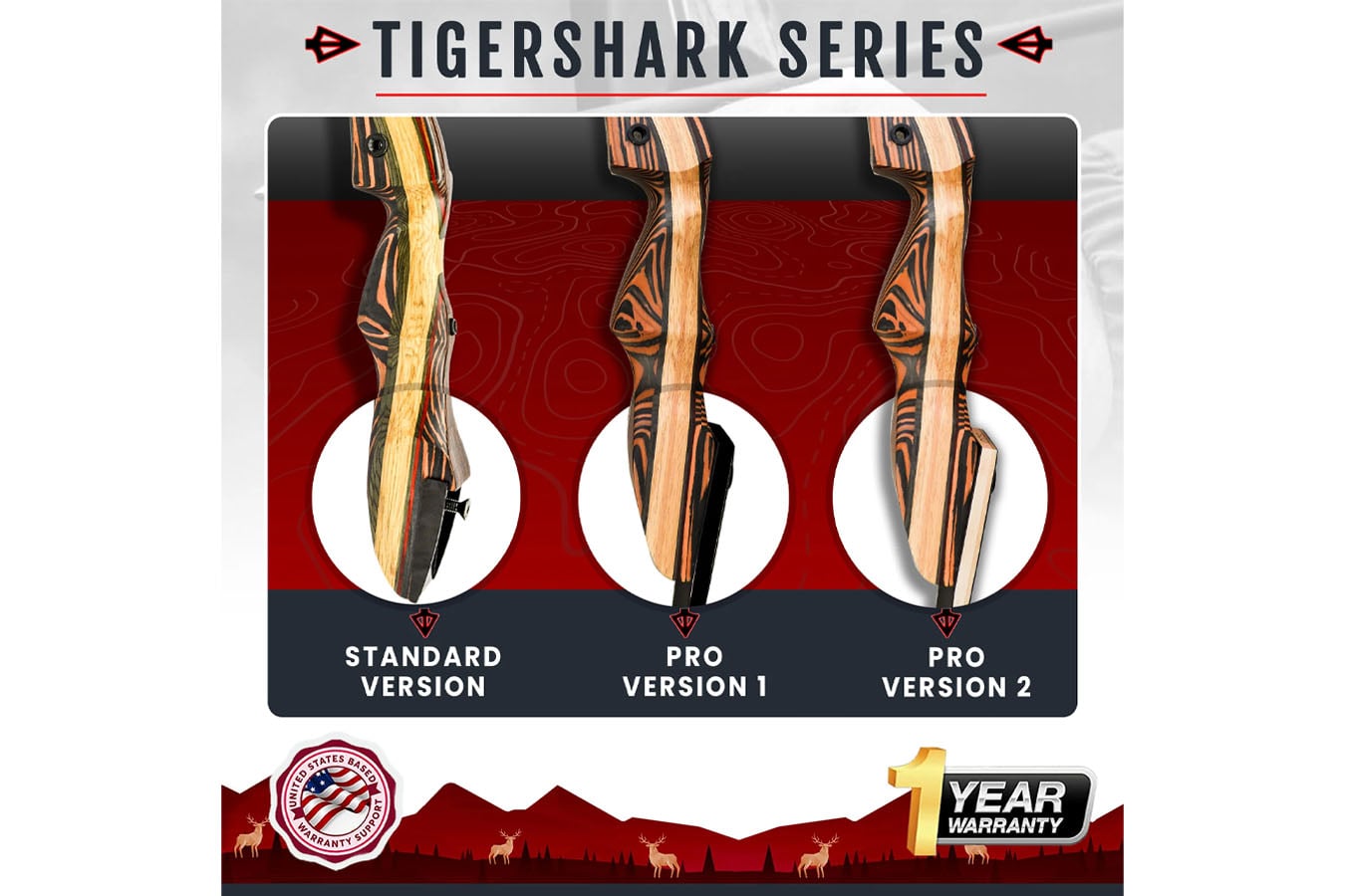 Southwest Archery 62` Tigershark Pro Takedown Recurve Bow - 40 LB Draw ...