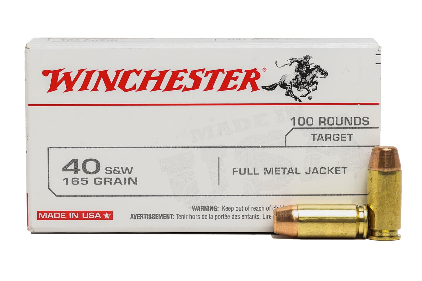 Winchester USA40SWVP 40 S&W 165 gr FMJ Value Pack Police Trade Ammo 100 ...
