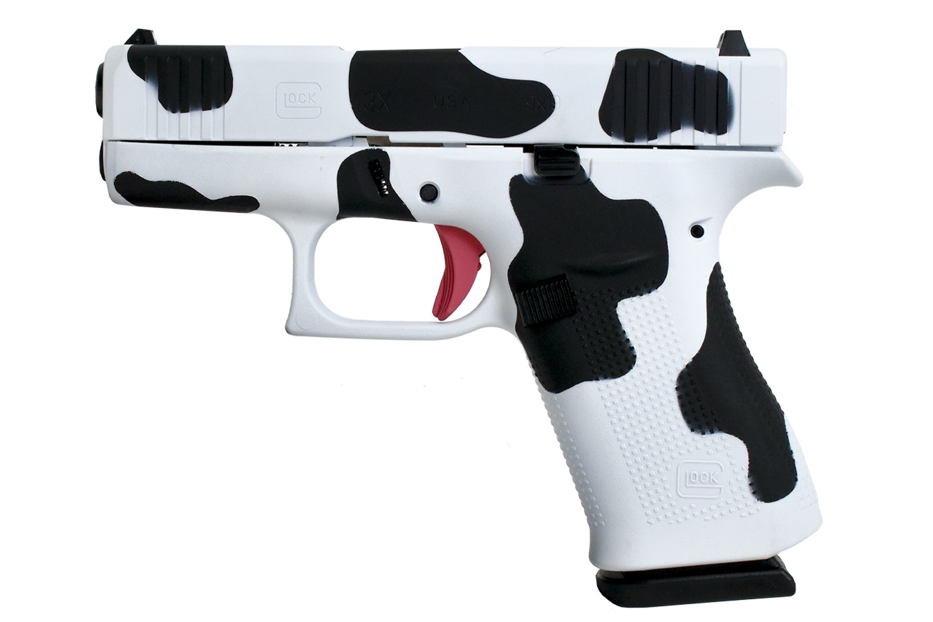 Glock 43X 9mm Pistol with Cow Print Cerakote Finish and Pink Trigger ...