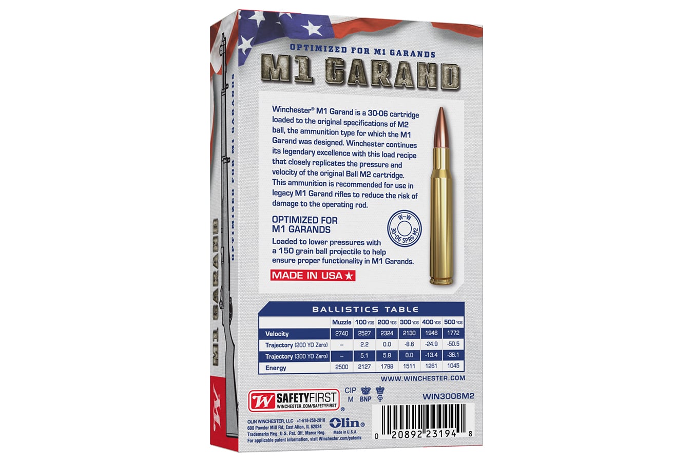 Winchester WIN3006M2 30-06 Springfield 150 gr FMJ M1 Garand 20/Box ...