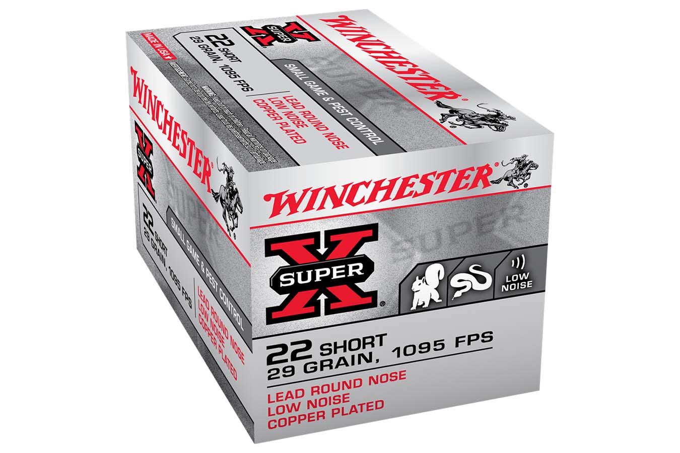 Winchester X22S 22 Short 29 gr Copper Plated LRN Low Noise Super-X 50 ...