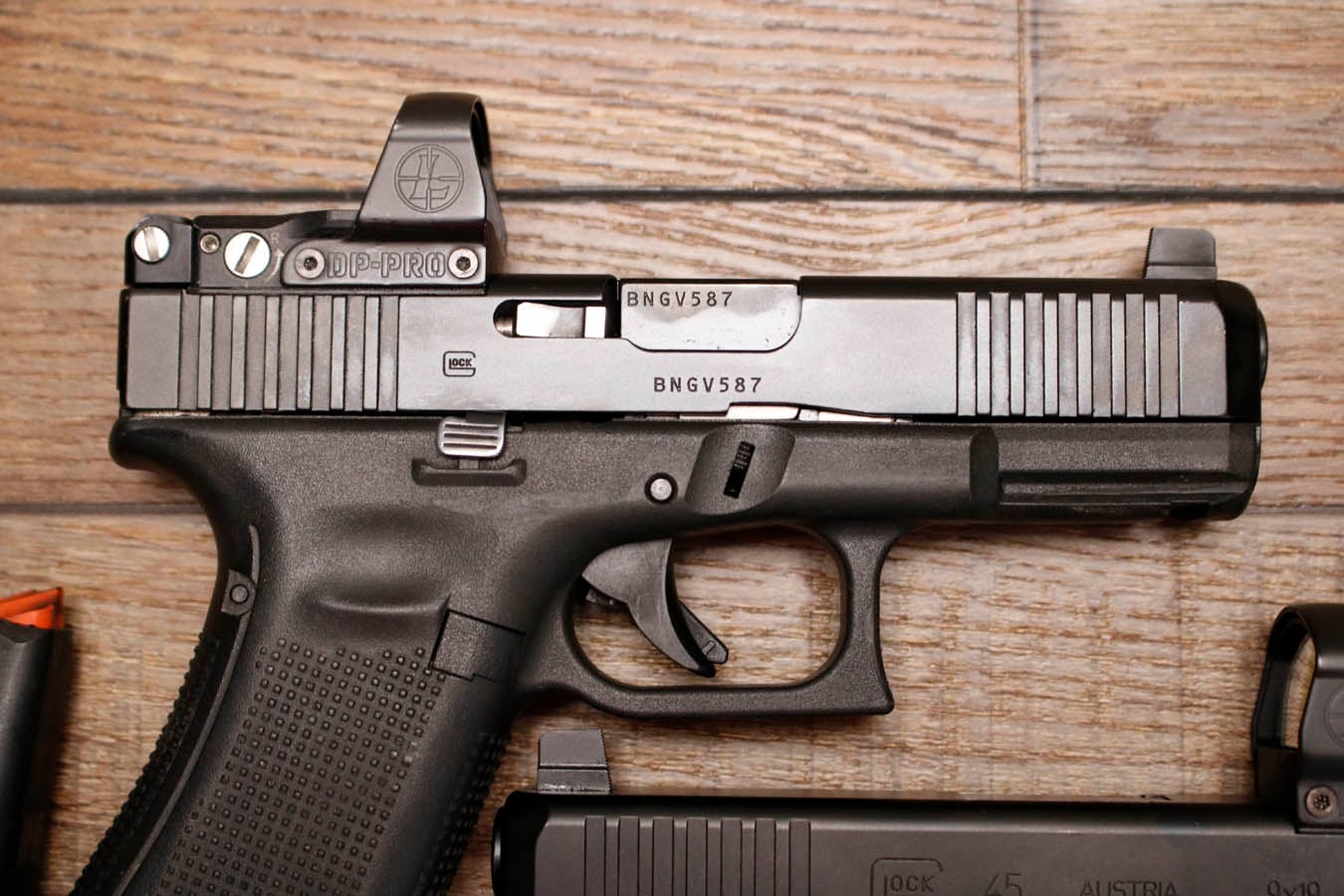 Glock 45 9mm Police Trade-In Pistol with Night Sights and Leupold Delta ...